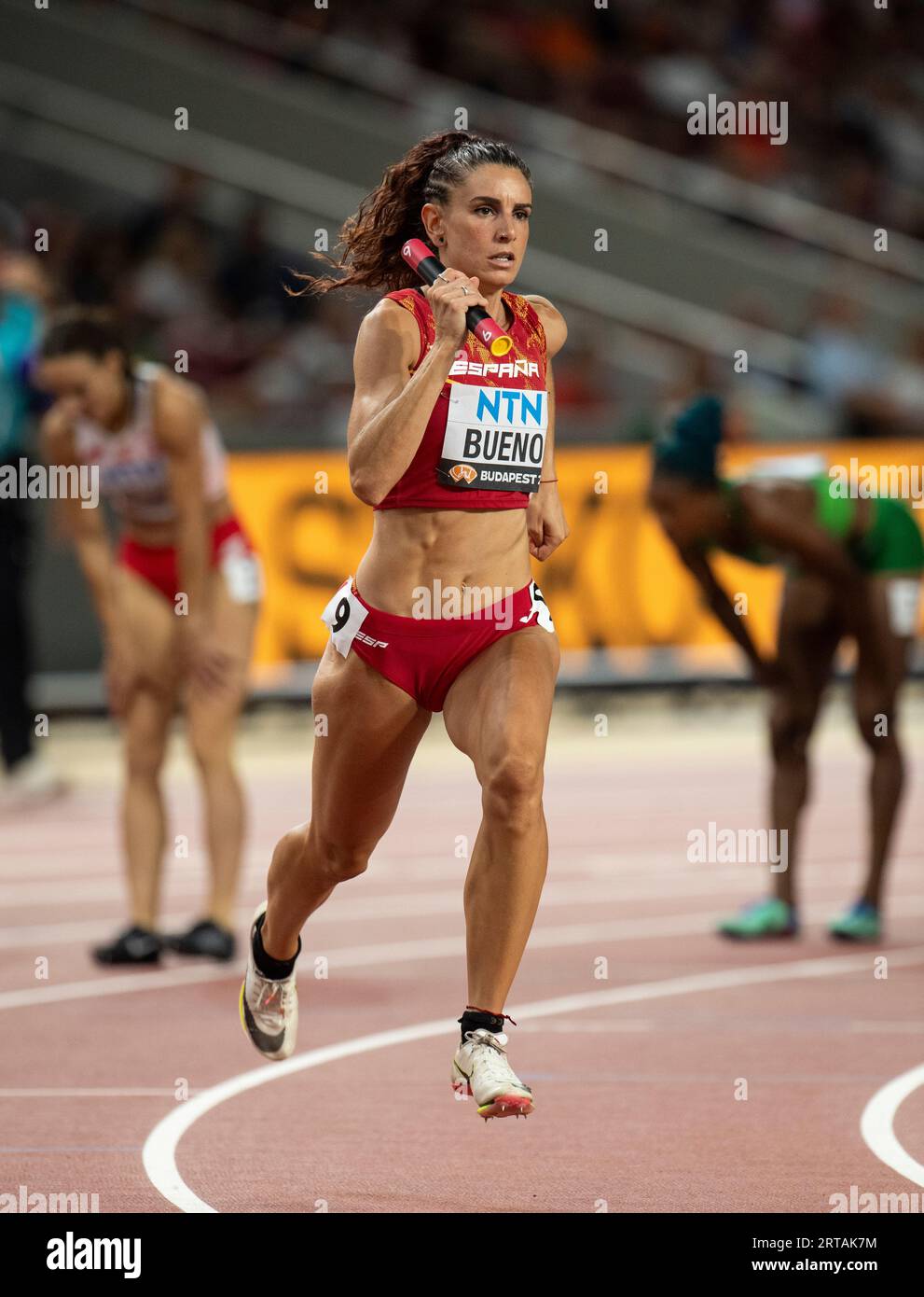 Laura Bueno of Spain competing in the 4x400m relay on day eight at the ...