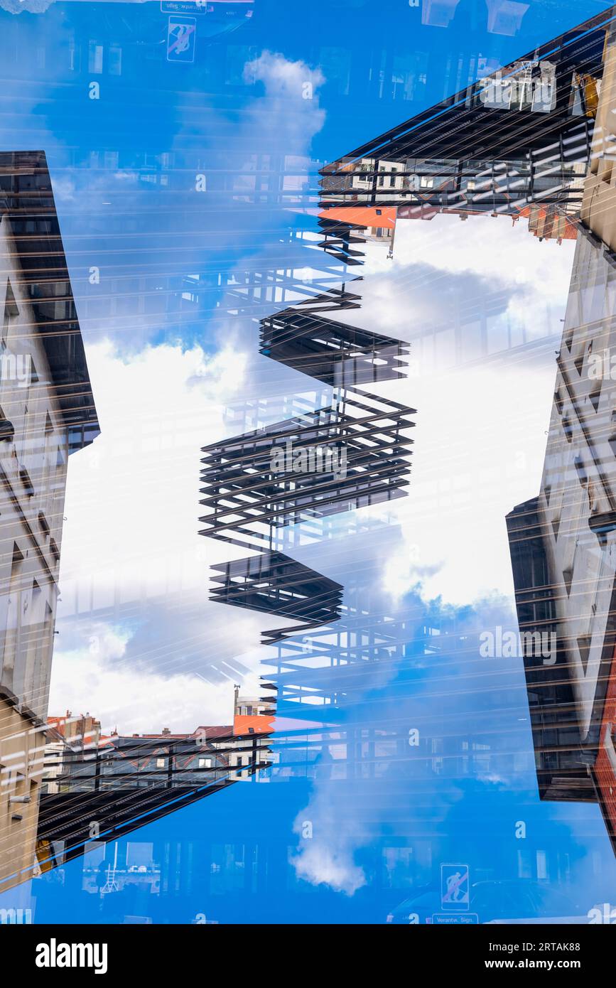Double exposure of the modern architecture of the Krook Library ...
