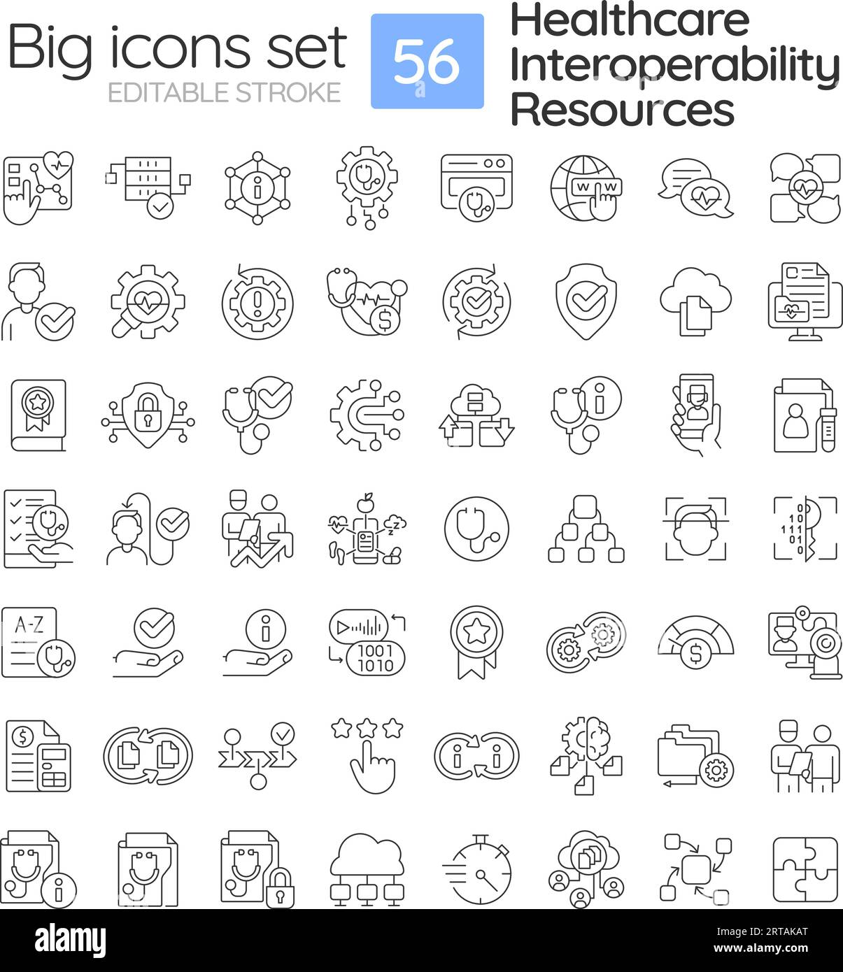 Editable black big icons set for online therapy Stock Vector Image ...