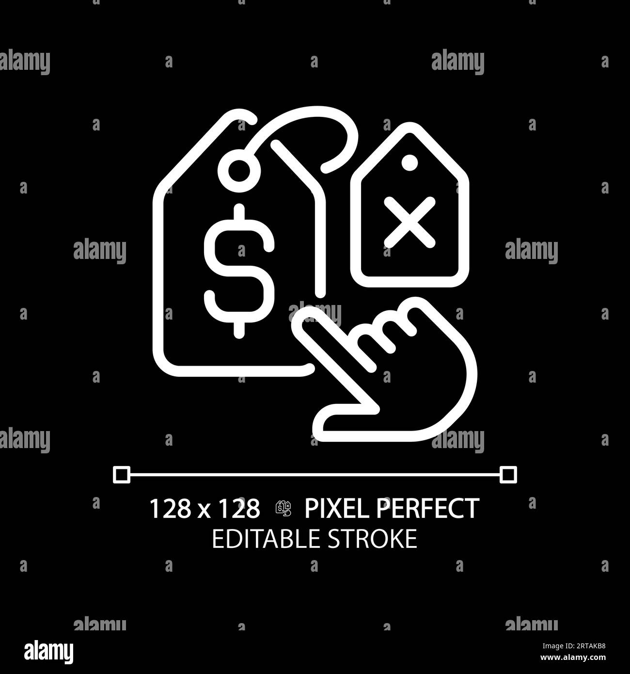 2D editable thin line white hand choosing label icon Stock Vector Image ...