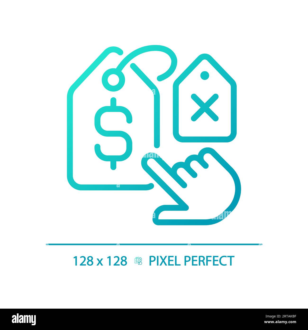 2D blue thin line gradient hand choosing label icon Stock Vector Image ...