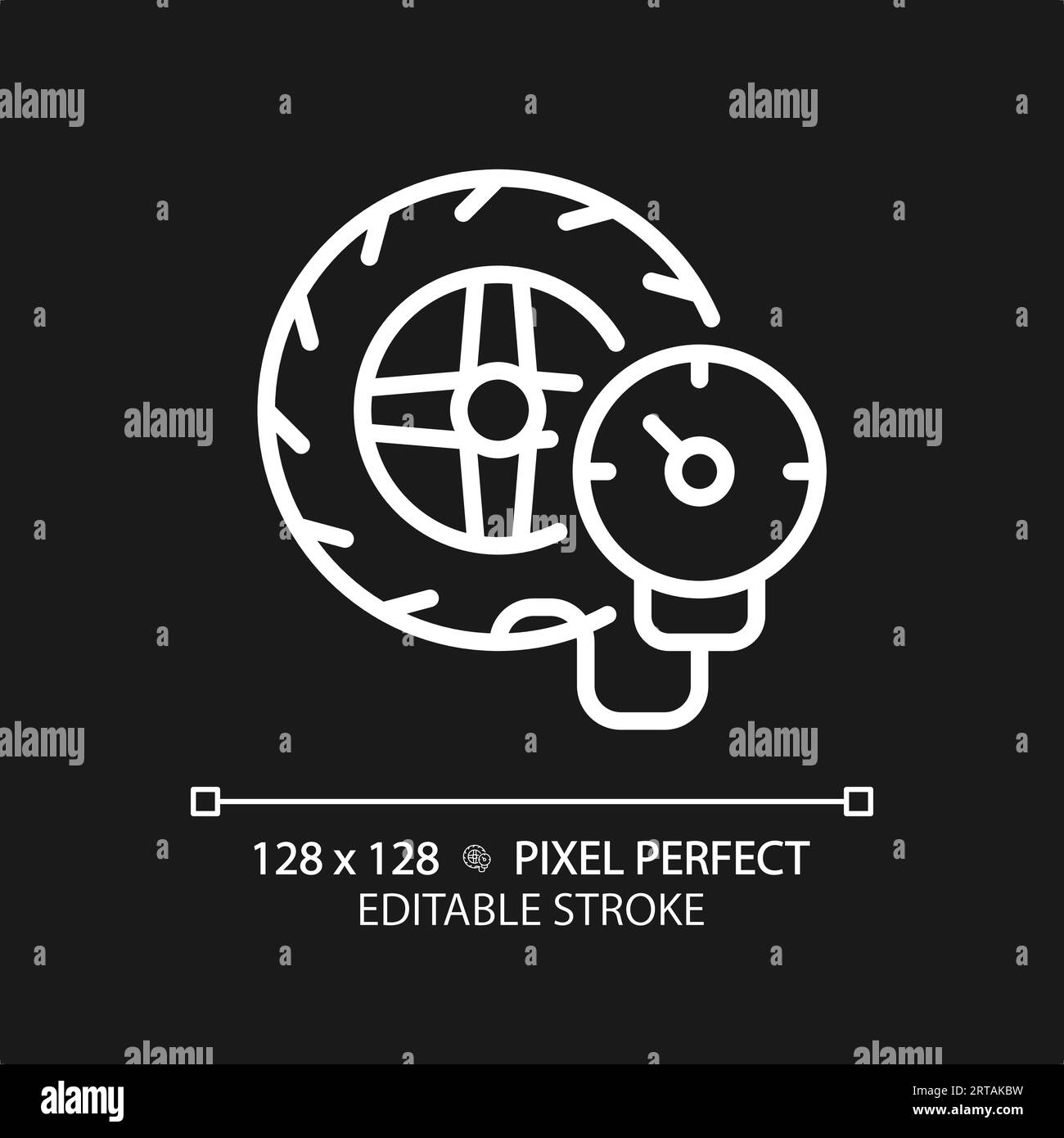 2D customizable thin line white tire inflate icon Stock Vector Image & Art - Alamy