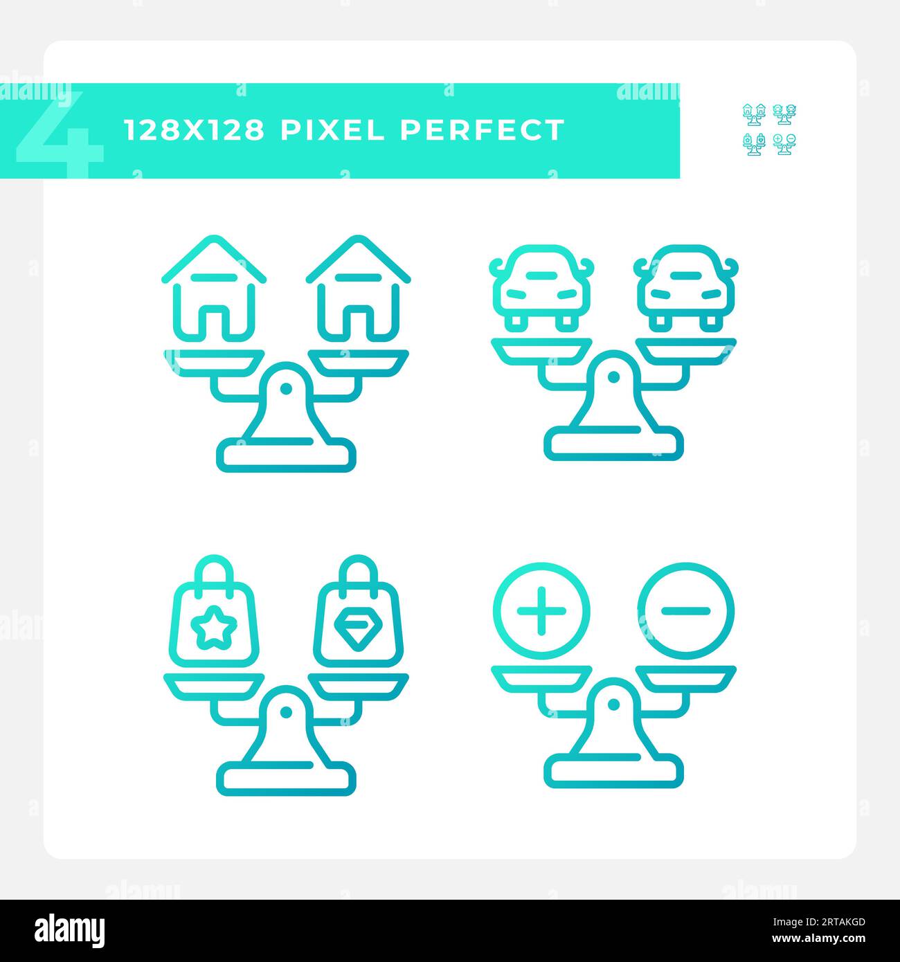 2D blue gradient comparisons icons pack Stock Vector Image & Art - Alamy