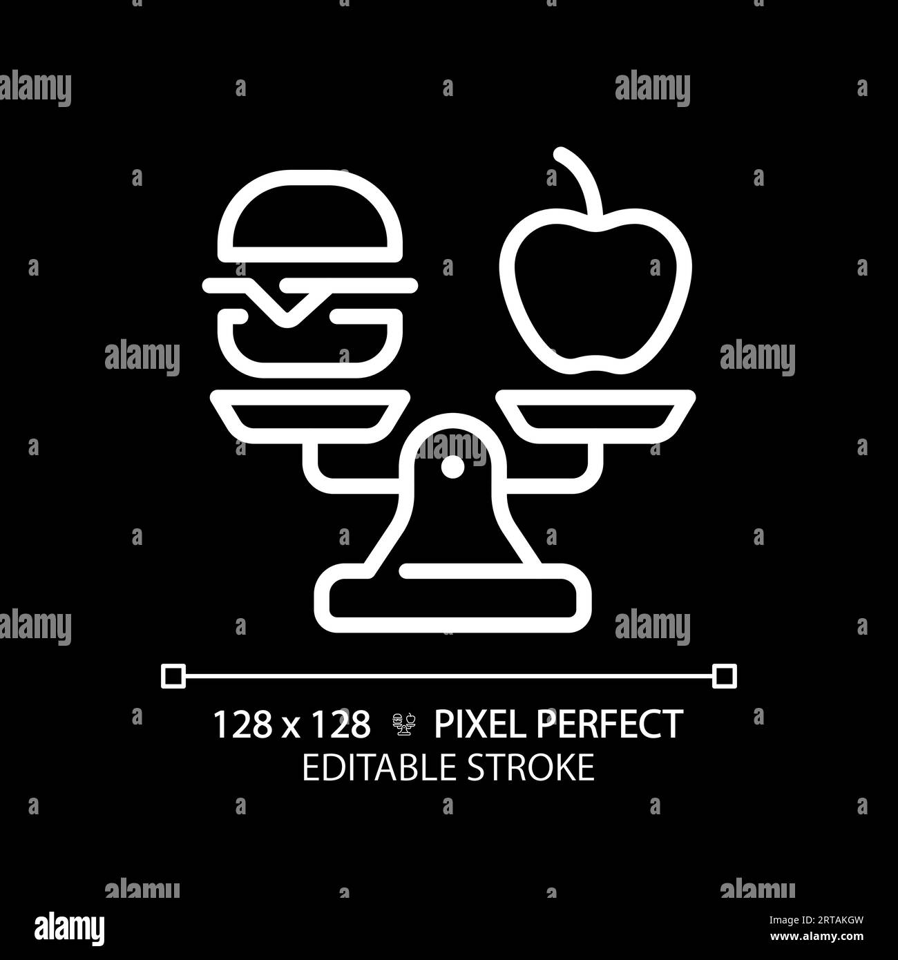 2D editable thin line white food on weight scale icon Stock Vector ...