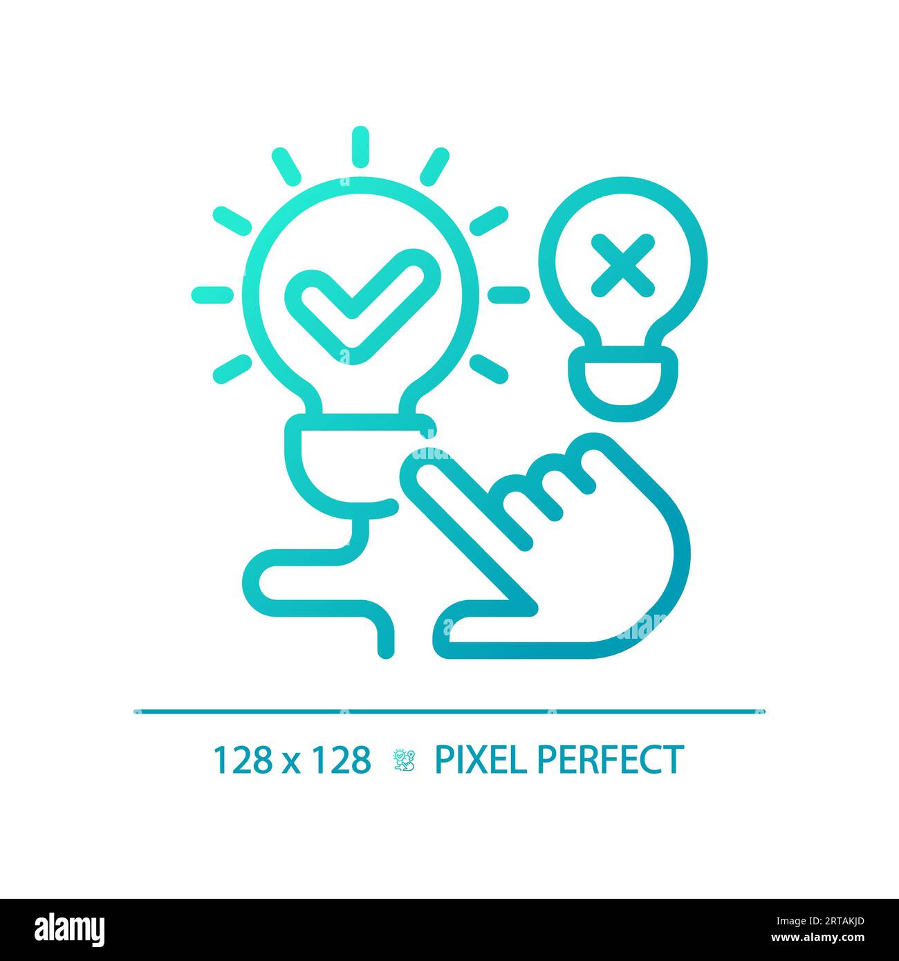 2D blue thin line gradient illuminated light bulb icon Stock Vector ...