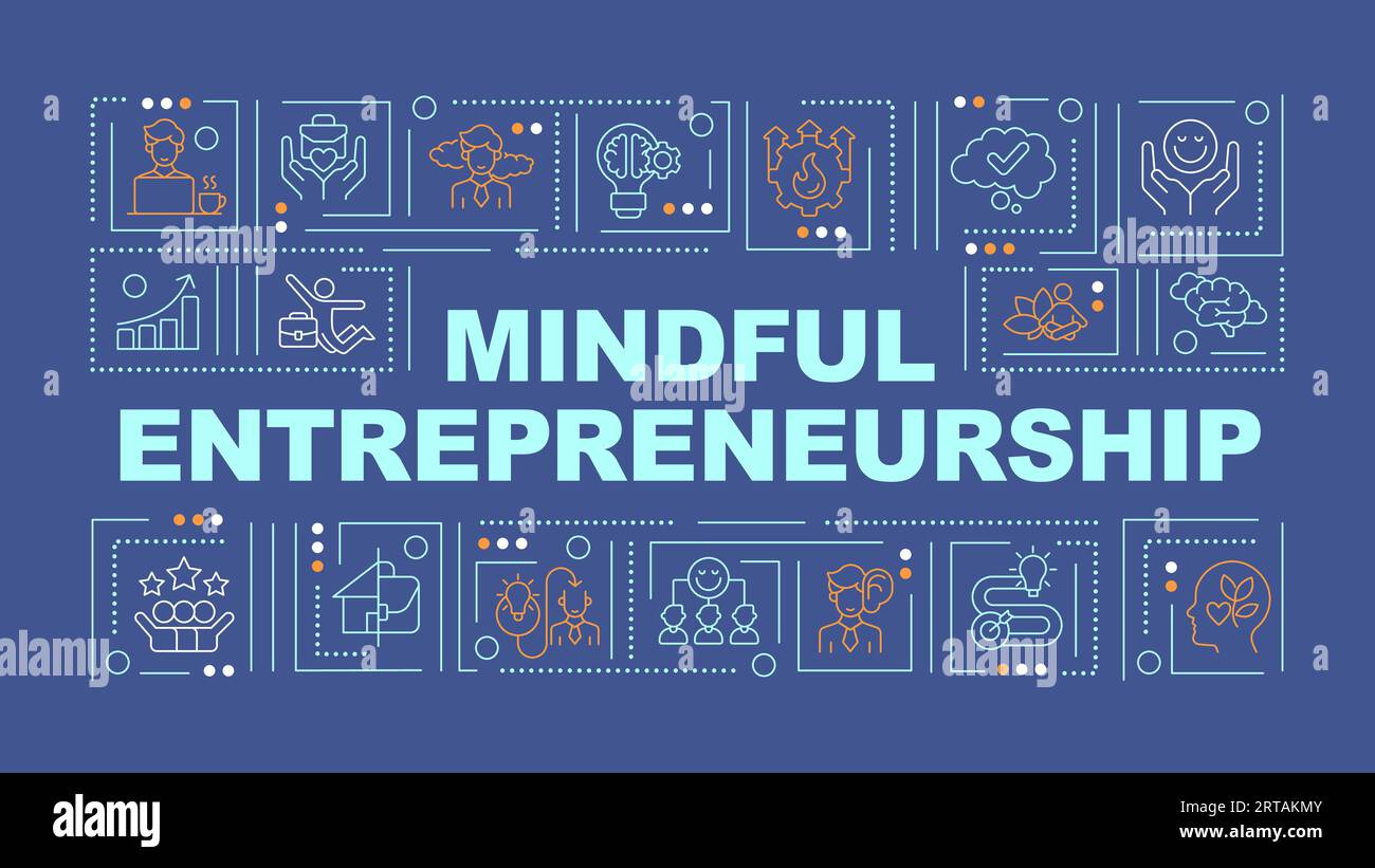 2D mindful entrepreneurship text with thin line icons Stock Vector ...