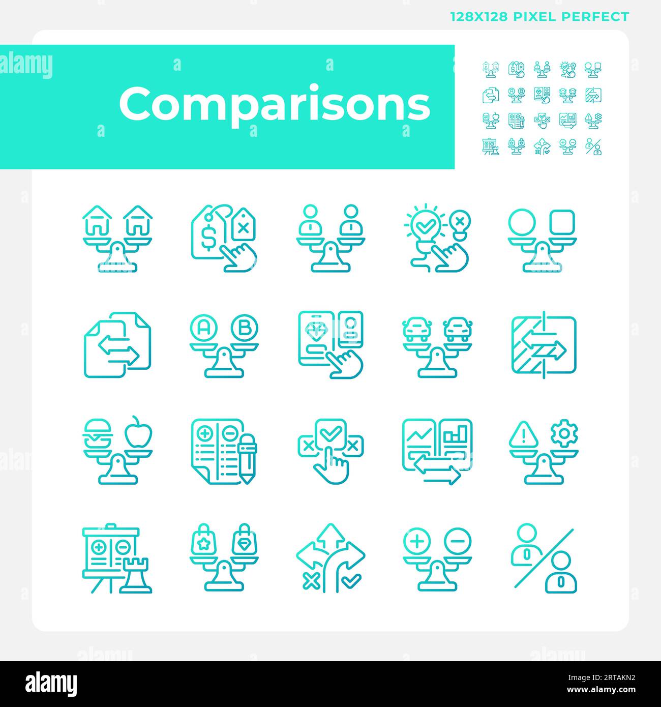 Blue gradient comparisons icons set Stock Vector Image & Art - Alamy