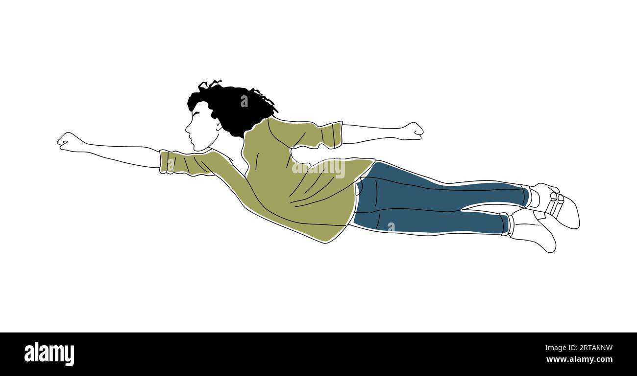 Business woman flying, floating, jumping in air Stock Vector Image ...