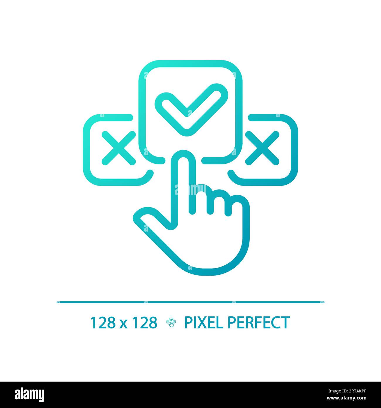 2D blue thin line gradient clicking on check mark icon Stock Vector ...
