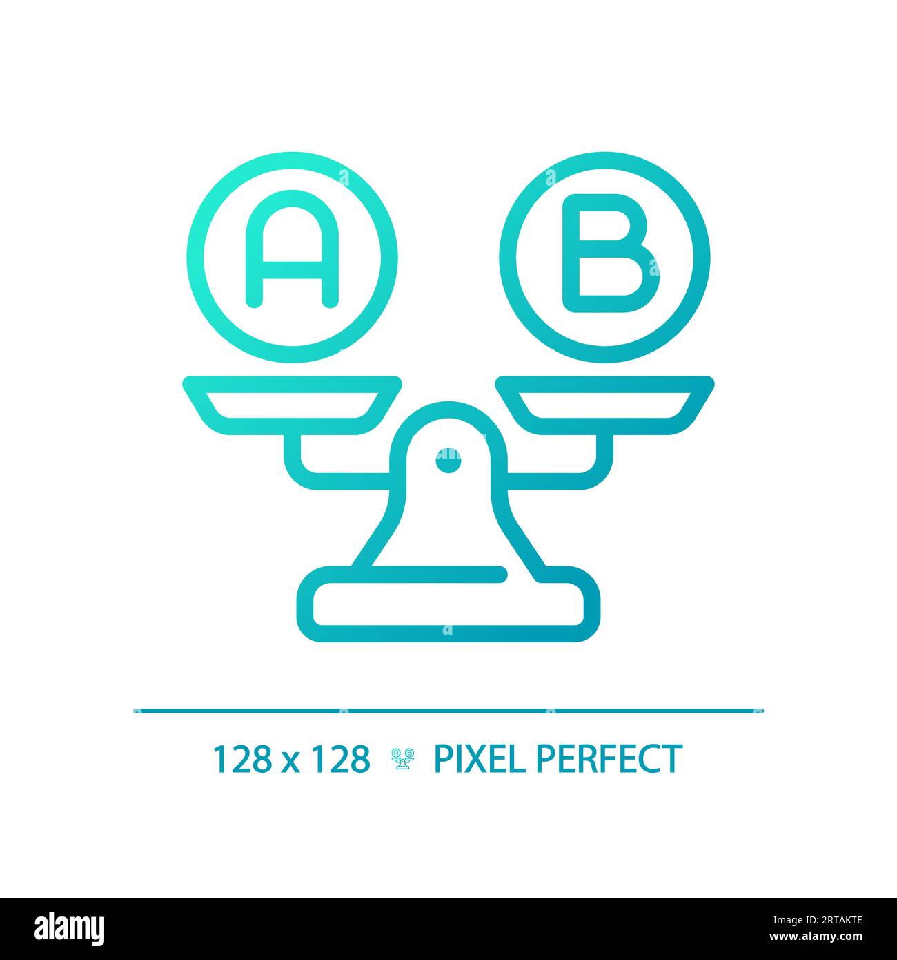 2D blue thin line gradient A and B on weight scale icon Stock Vector ...