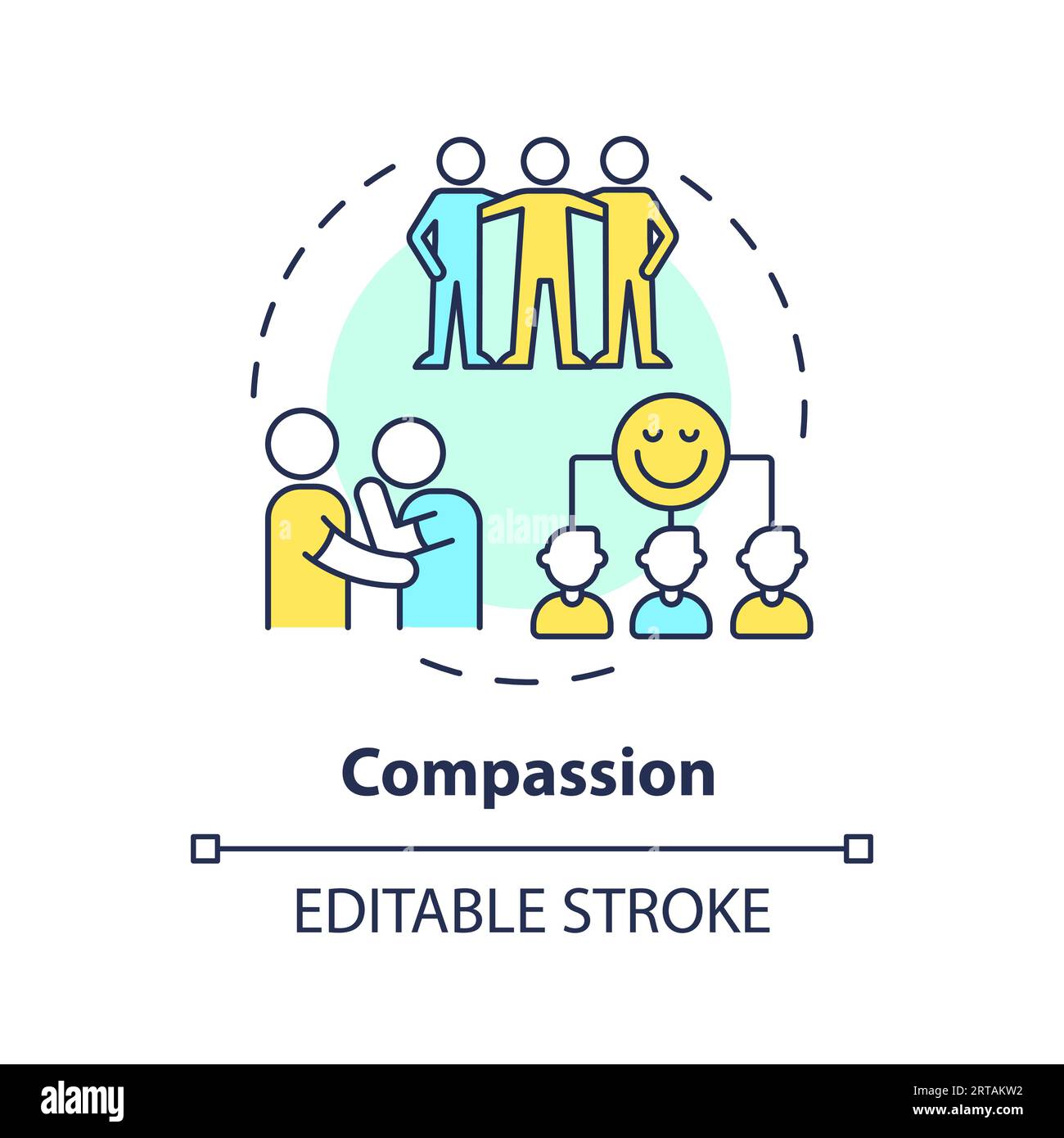 2D customizable thin line icon compassion concept Stock Vector Image ...
