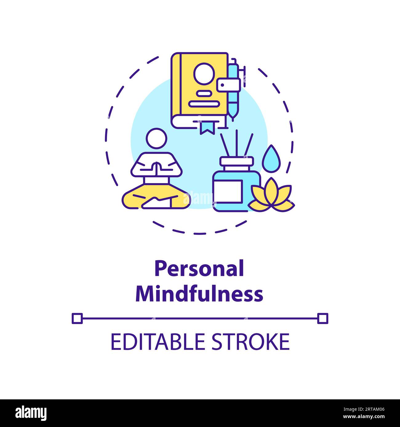 2D customizable thin line icon personal mindfulness concept Stock ...