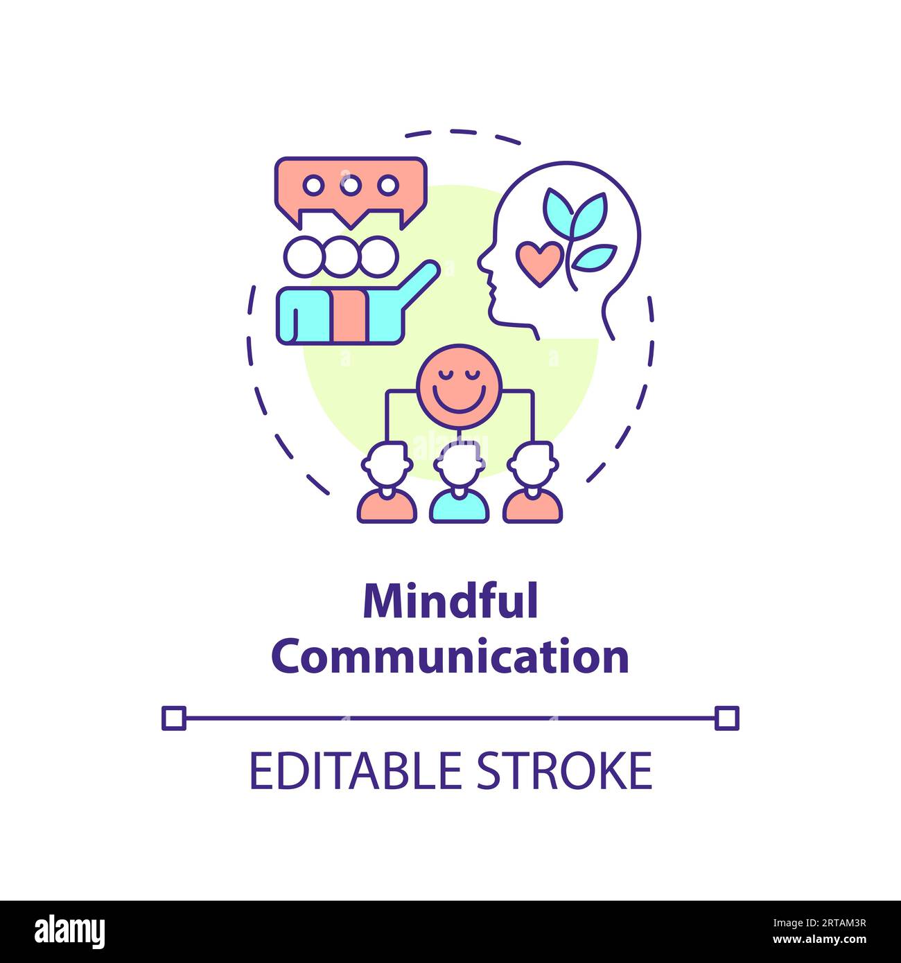 2D customizable thin line icon mindful communication concept Stock Vector Image & Art - Alamy
