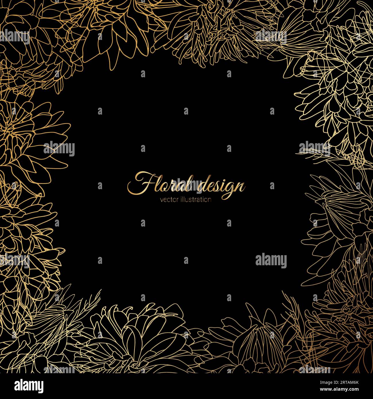 Gold flower border hi-res stock photography and images - Alamy