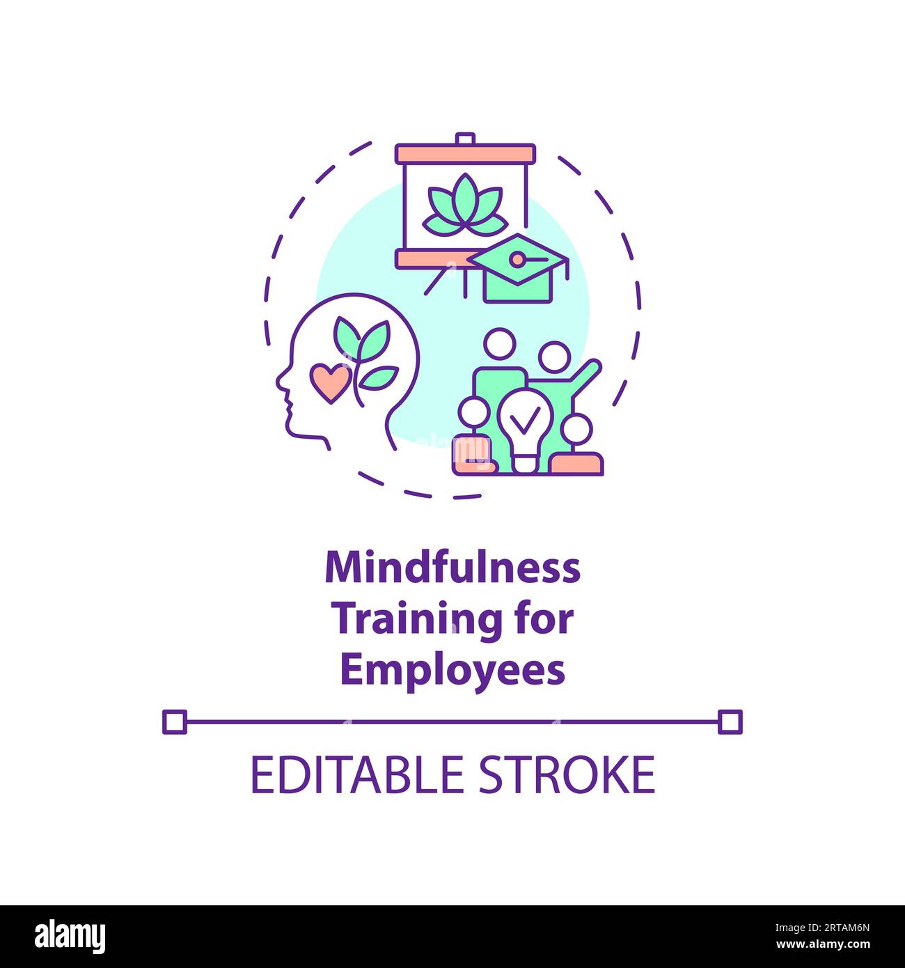 2D line icon mindfulness training for employees concept Stock Vector ...
