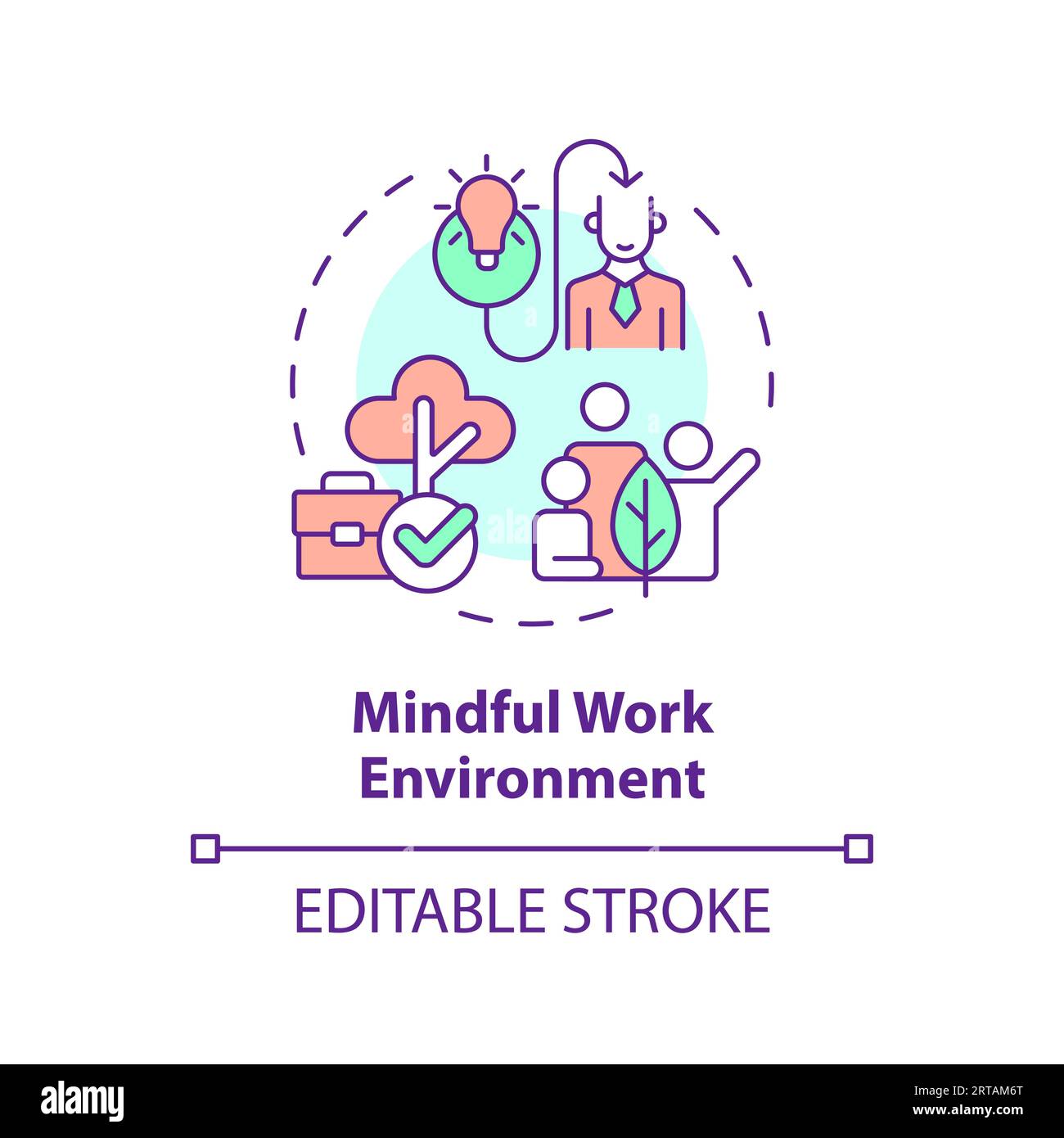 2D customizable line icon mindful work environment concept Stock Vector ...