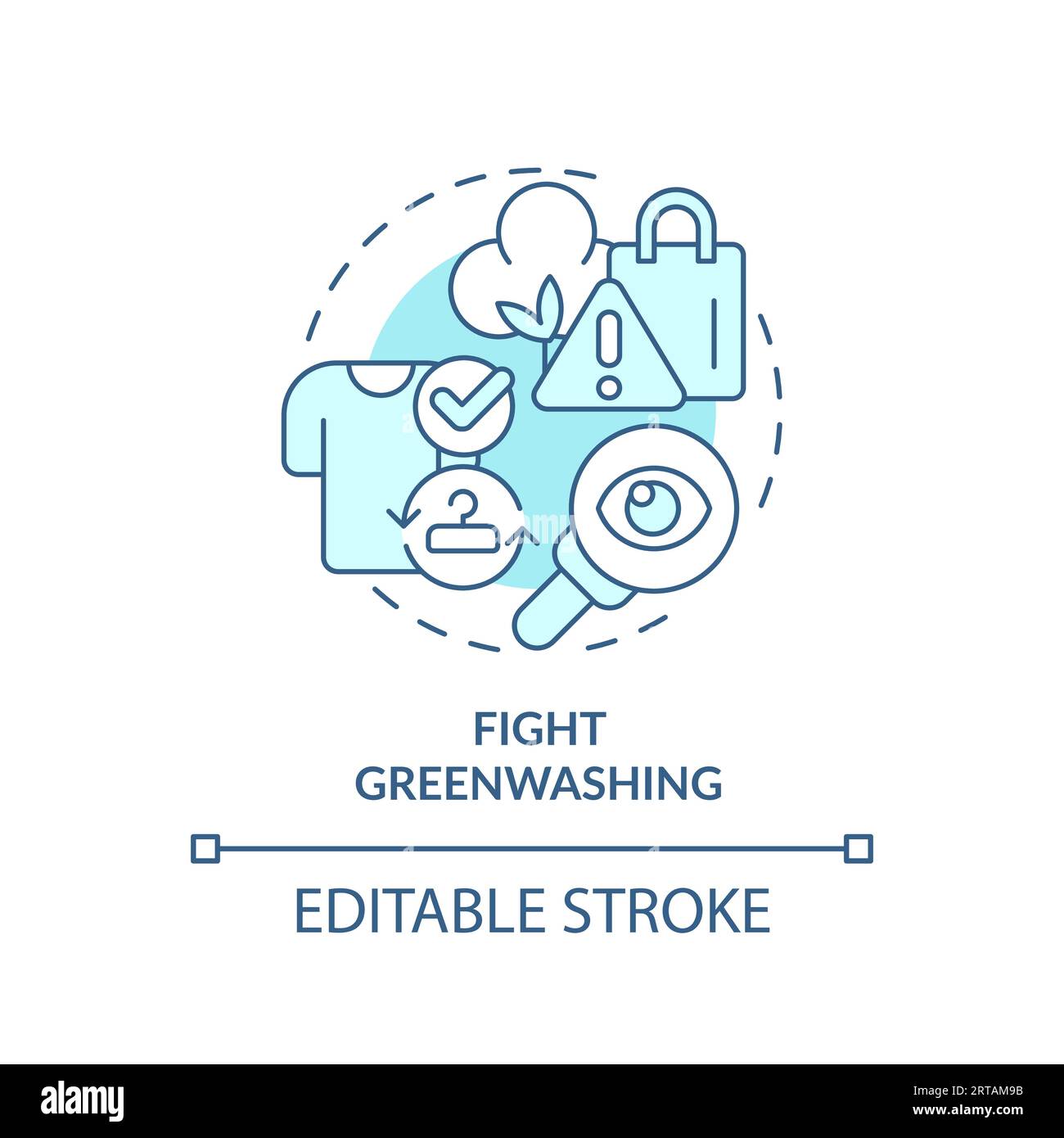 2d Customizable Thin Line Icon Fight Greenwashing Concept Stock Vector