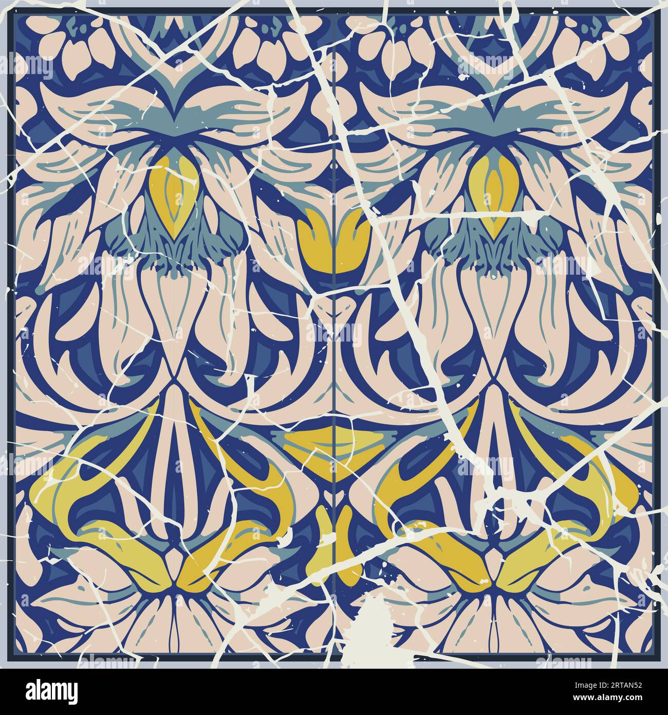 Art Nouveau Style European Ornamental Ceramic Tile with Glazed Glass ...