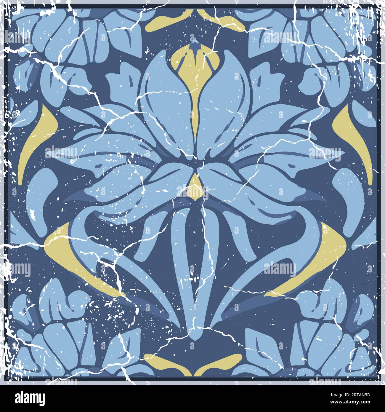Art Nouveau Style European Ornamental Ceramic Tile with Glazed Glass ...