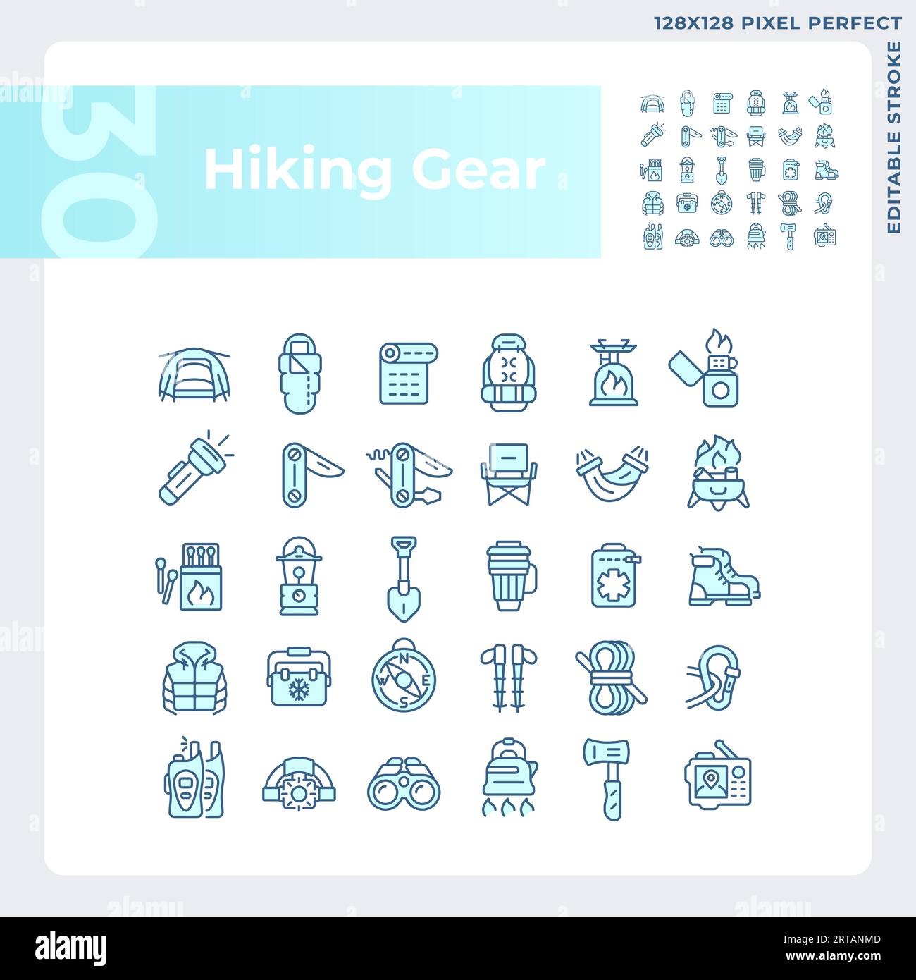 Editable pixel perfect hiking gear icons collection Stock Vector Image ...