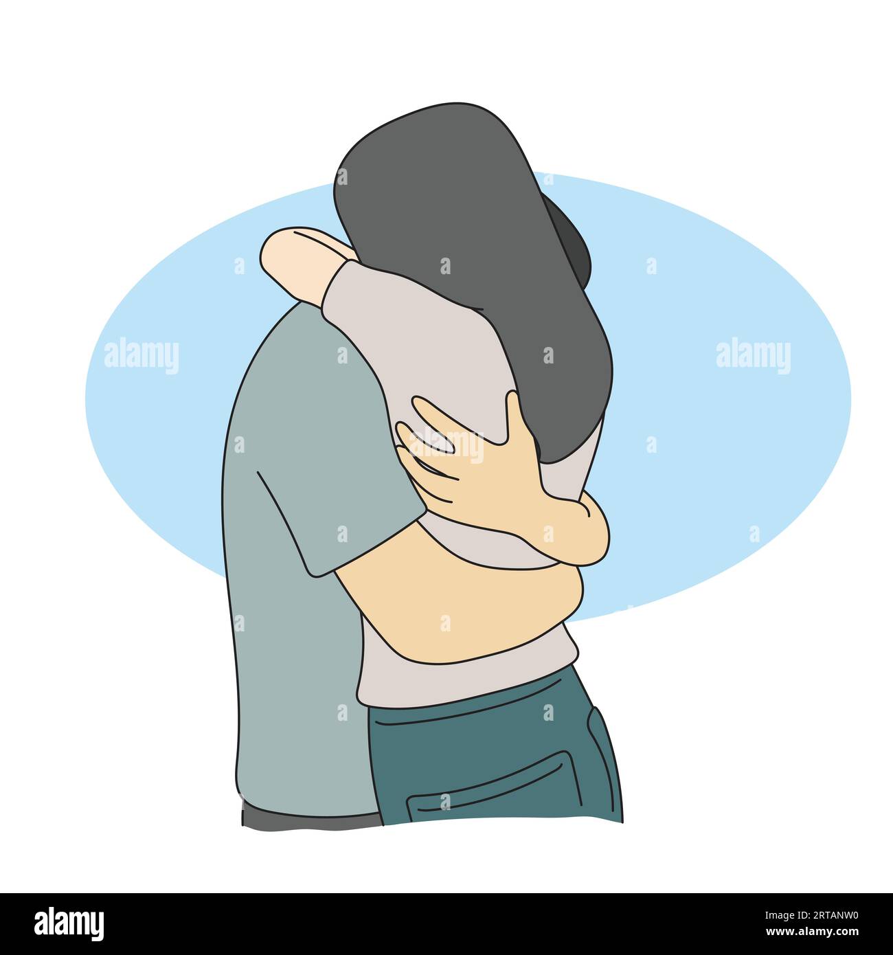 man and woman hugging each other illustration vector hand drawn isolated on white background ...