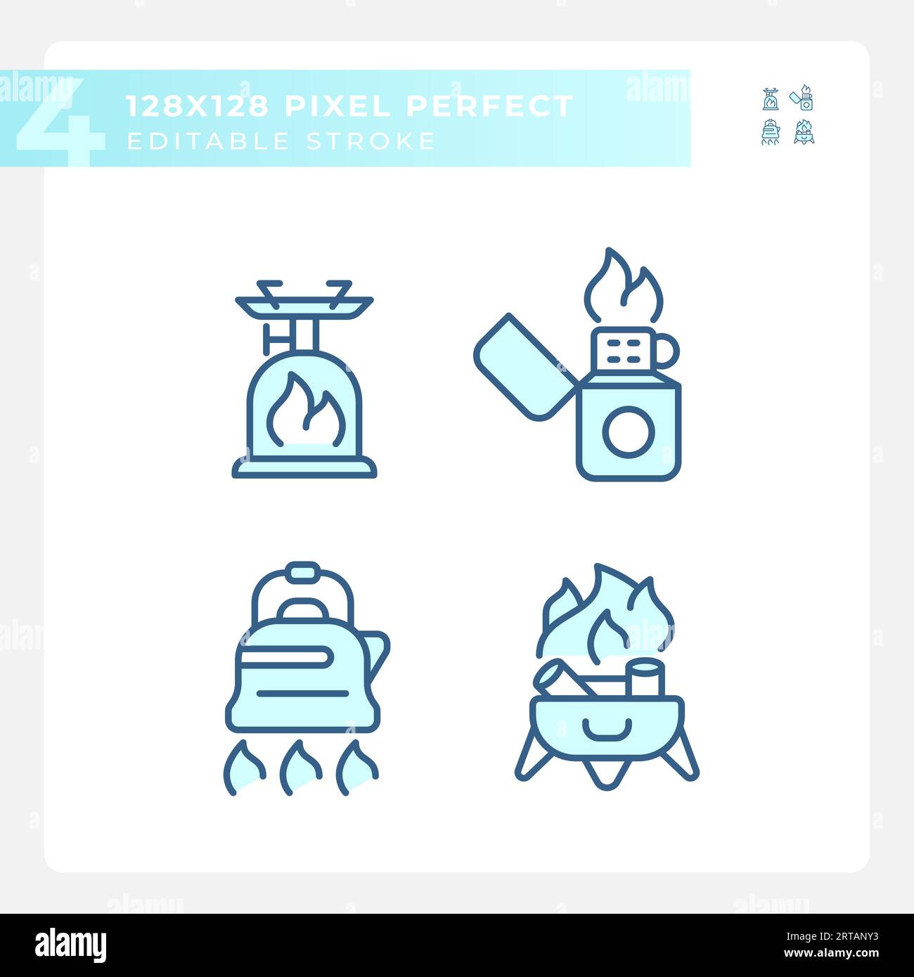 2D editable pixel perfect hiking gear icons set Stock Vector Image ...