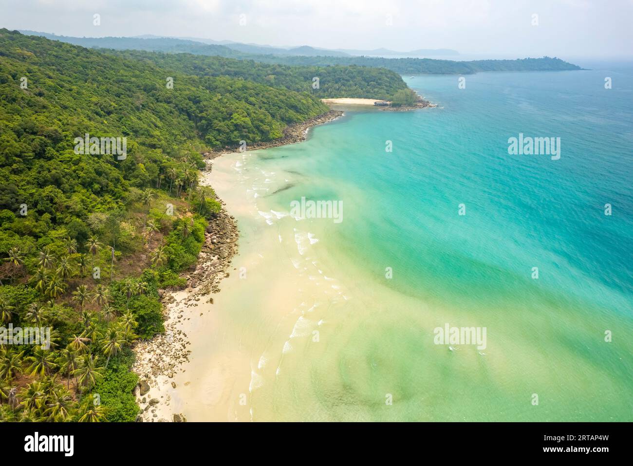 Aerial view of Khlong Yai Kee Beach, Ko Kut or Koh Kood island in the ...
