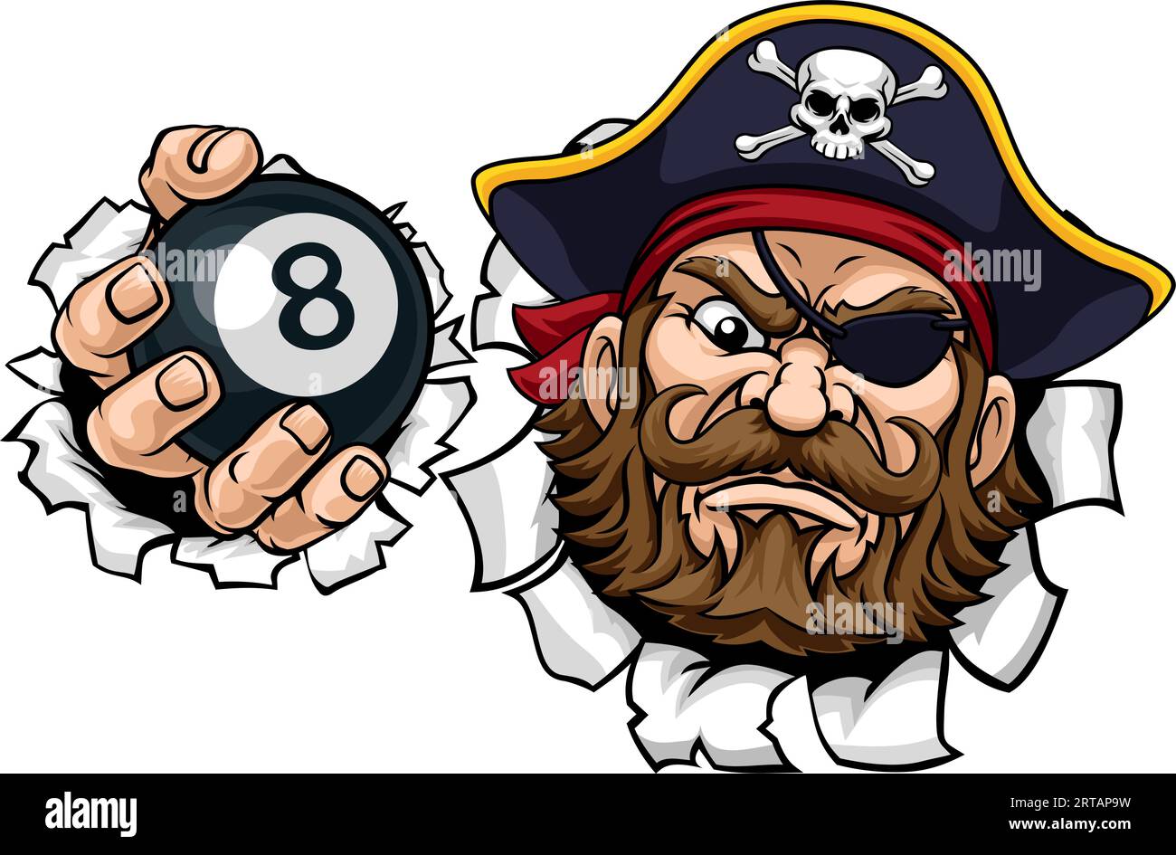 Pirate Angry Pool 8 Ball Billiards Mascot Cartoon Stock Vector Image ...