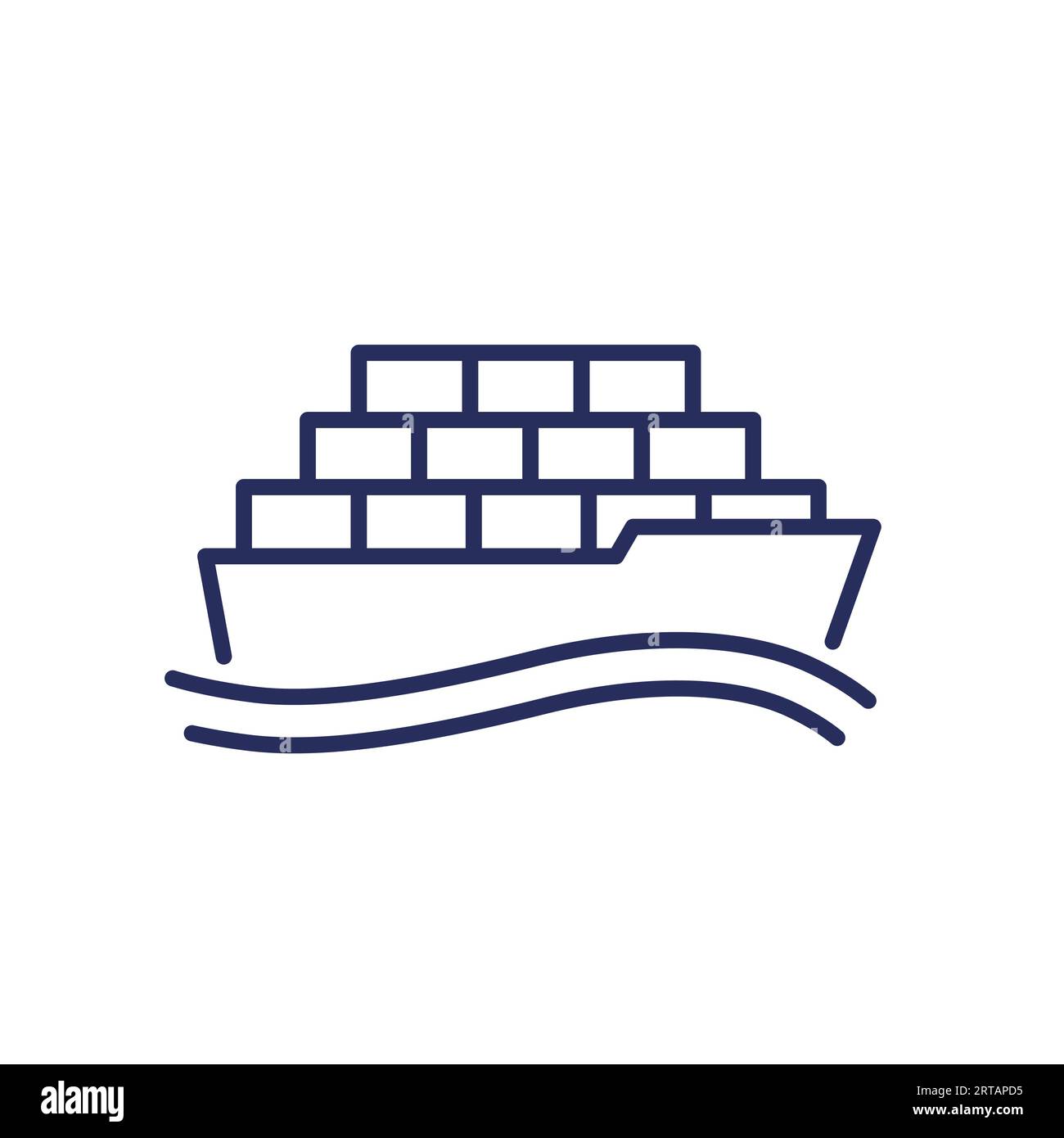 cargo container ship line icon, maritime transport Stock Vector Image ...