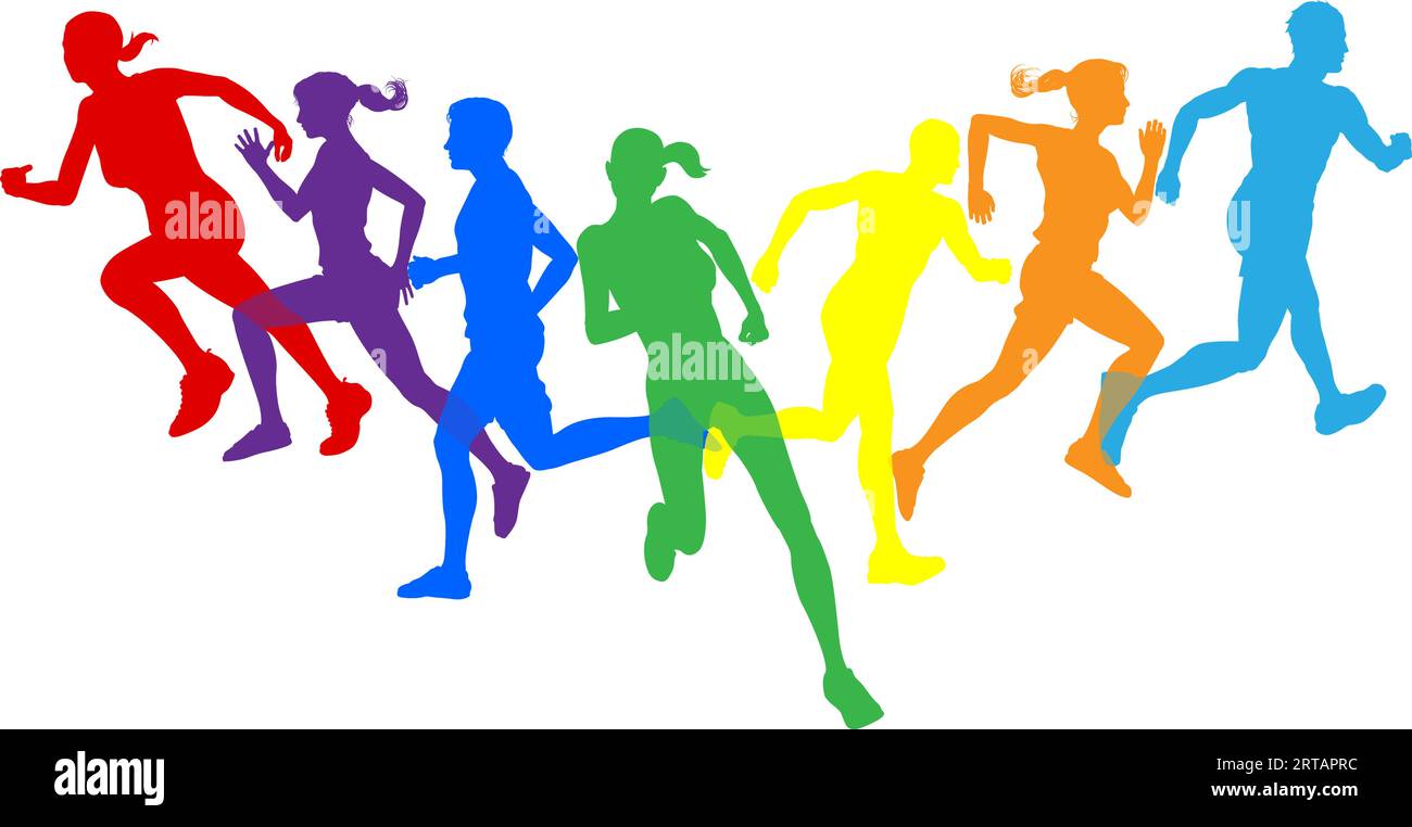 Silhouette Runners Running Sports Silhouettes Set Stock Vector Image ...