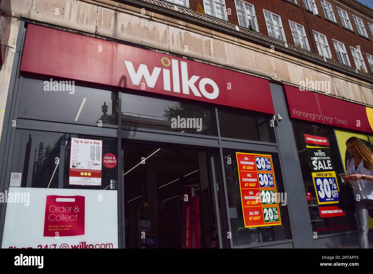 London, UK. 6th September 2023. A woman walks past the Wilko shop on ...