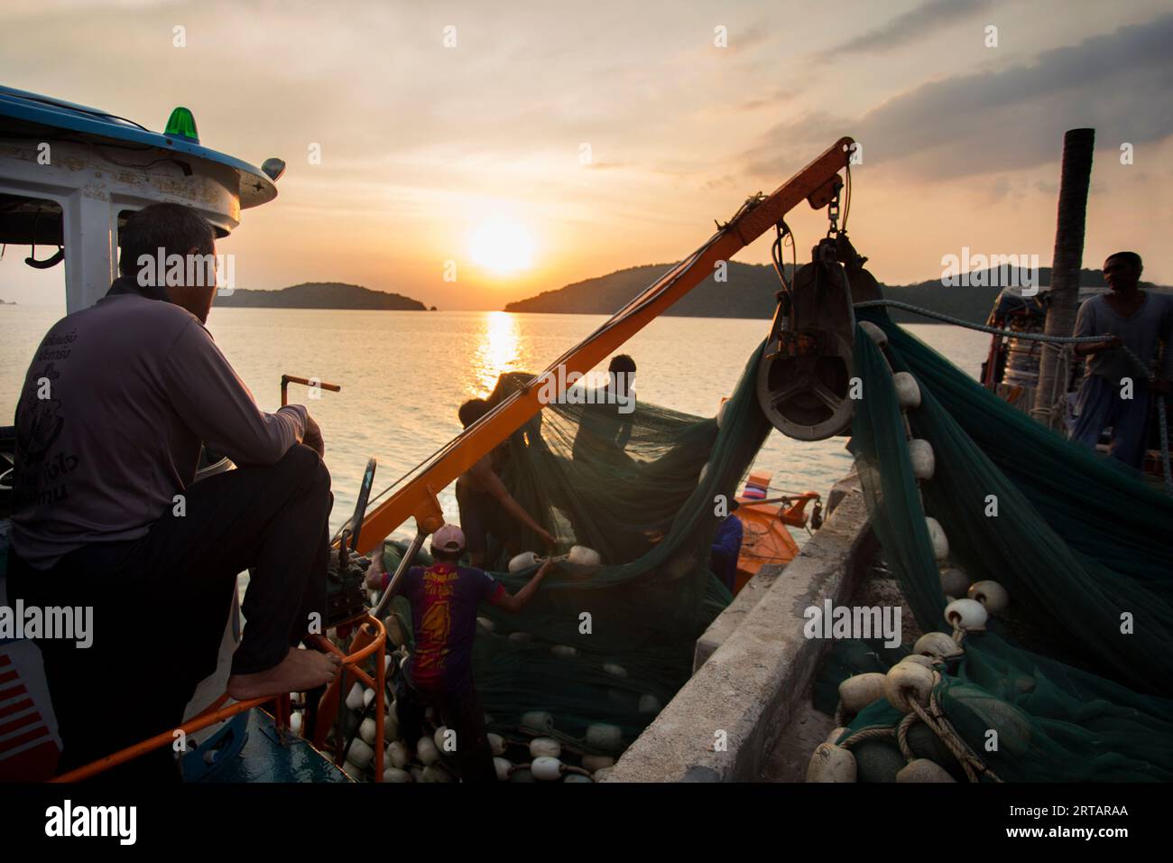 Koh Yao, Thailand; 1st January 2023: Fishermen unloading the day's ...