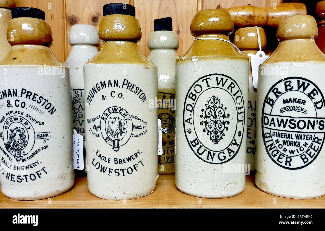 Vintage stone beer bottles from Suffolk in the UK Stock Photo - Alamy