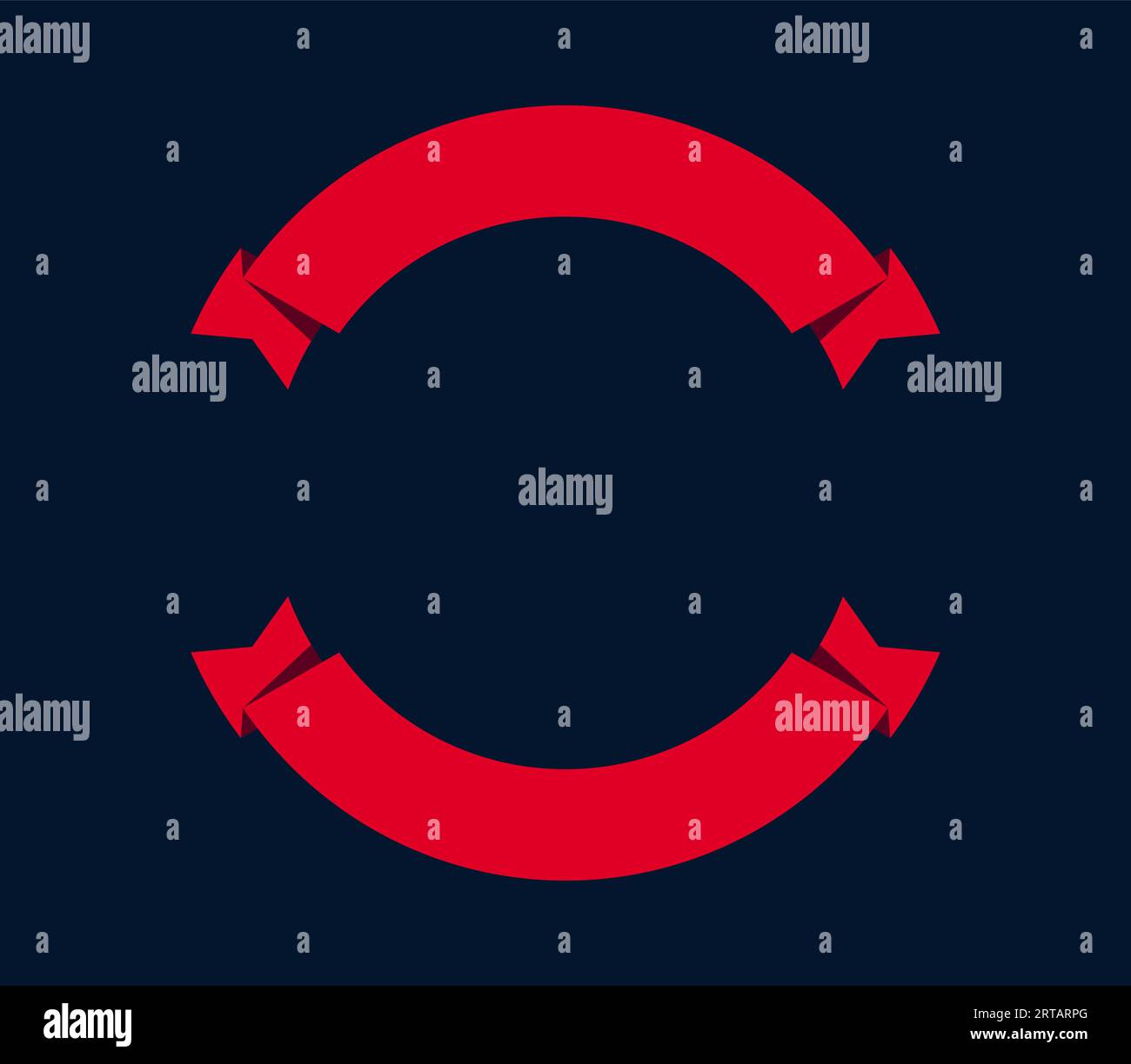 Circular banner logo template. Two red rounded ribbons with space in ...
