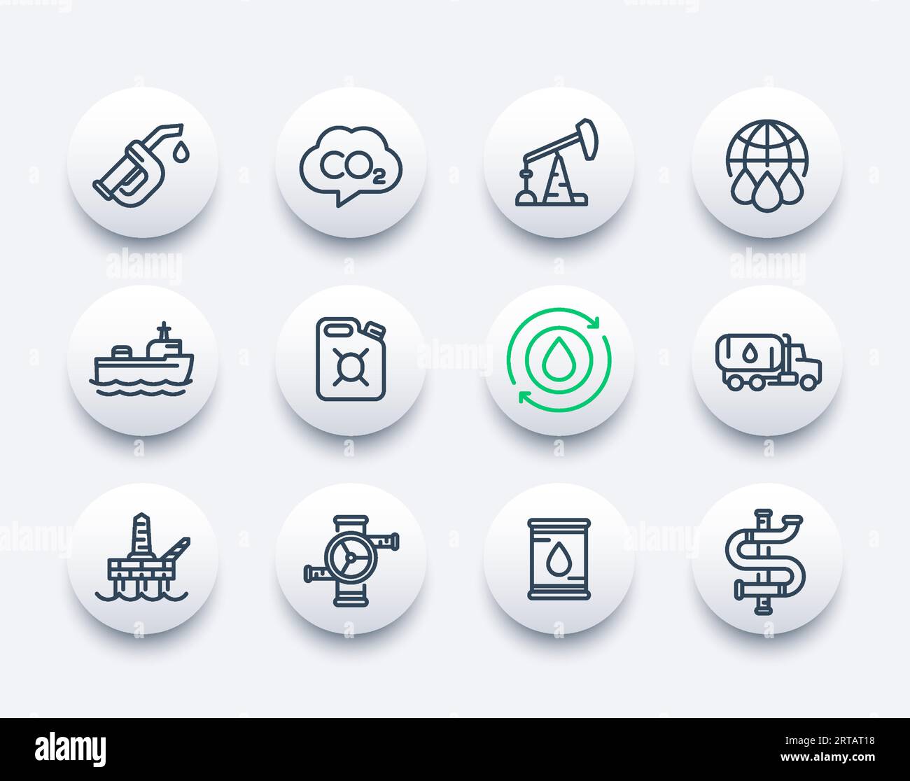 Petroleum industry, petrol, oil production icons Stock Vector Image ...