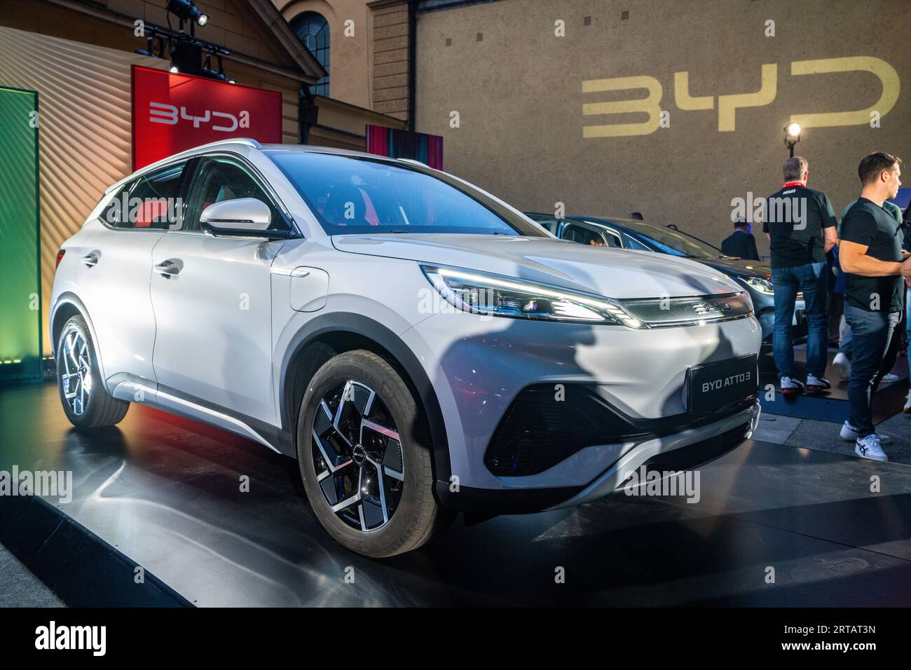 BYD Atto 3 electric vehicle displayed outside the BYD brand evening ...