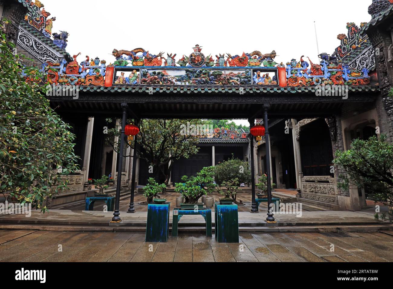 Ancient ancestral hall courtyard with Chinese architectural style ...
