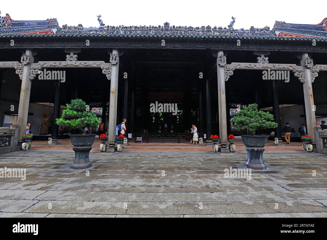 Ancient ancestral hall courtyard with Chinese architectural style ...