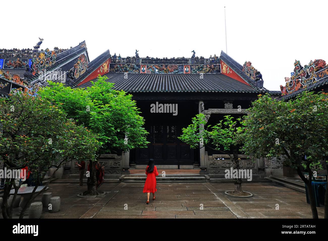 Ancient ancestral hall courtyard with Chinese architectural style ...