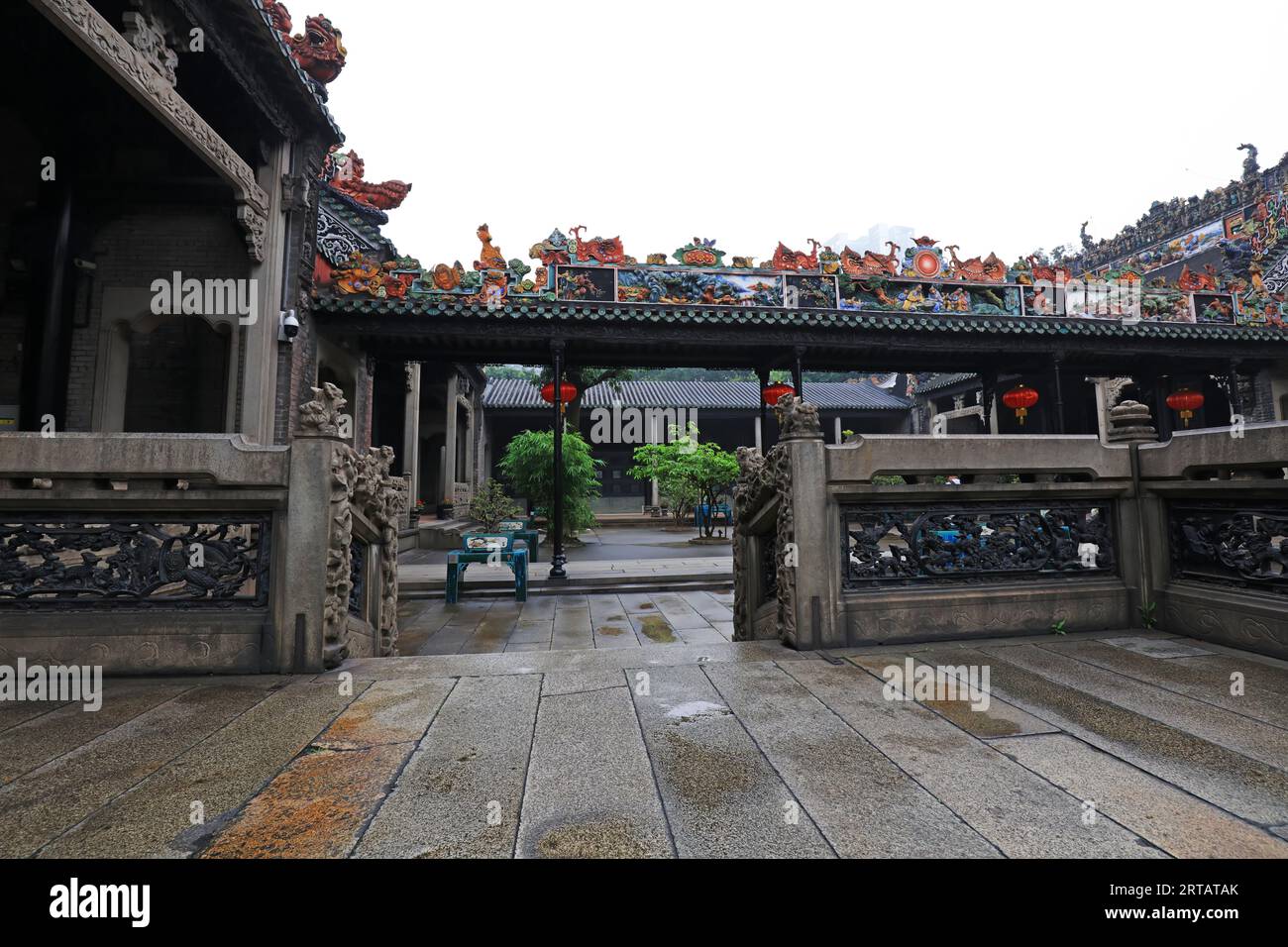 Ancient ancestral hall courtyard with Chinese architectural style ...