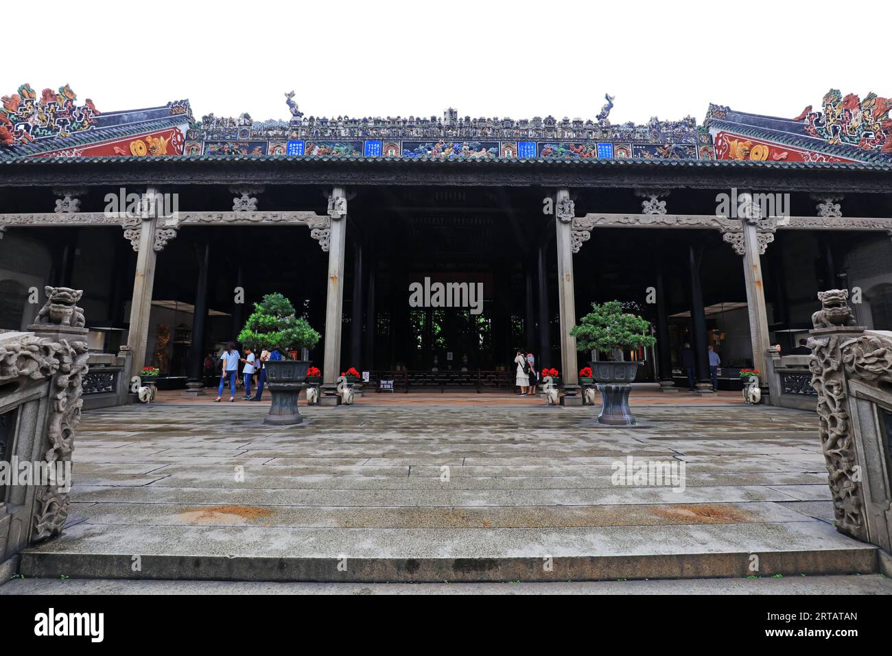 Ancient ancestral hall courtyard with Chinese architectural style ...