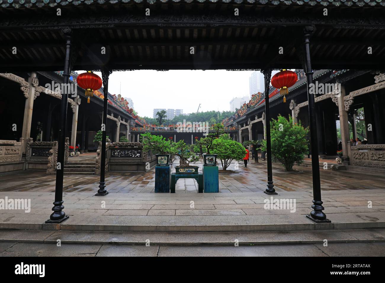 Ancient ancestral hall courtyard with Chinese architectural style ...