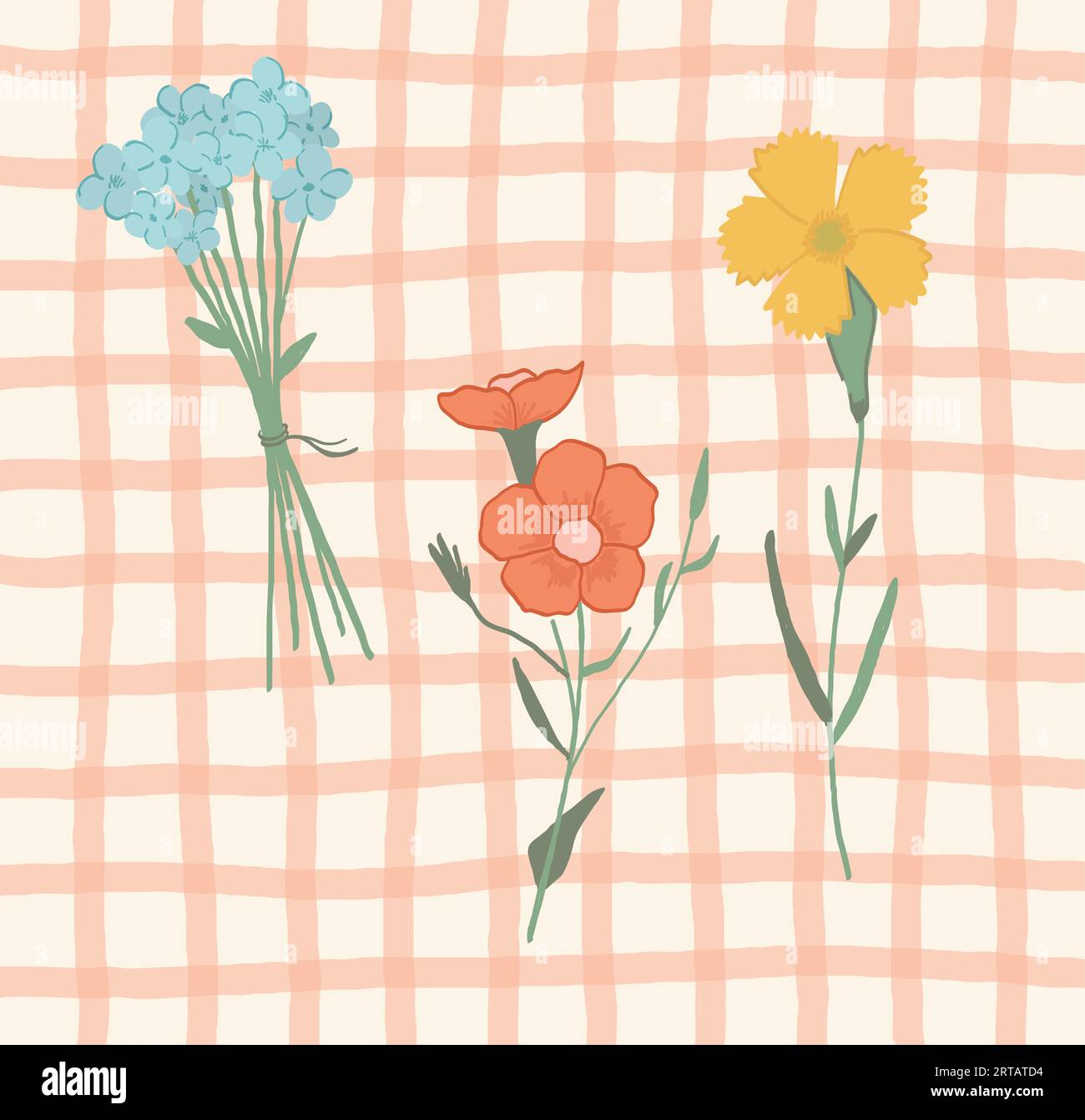 Cottagecore plaid gingham print wallpaper with red yellow and blue ...