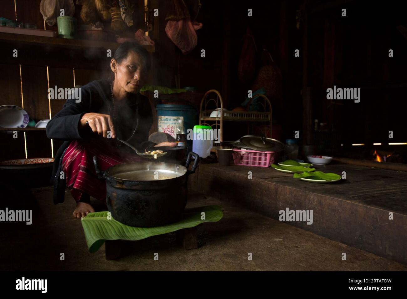 Chiang Rai, Thailand; 1st January 2023: An indigenous tribe woman from ...