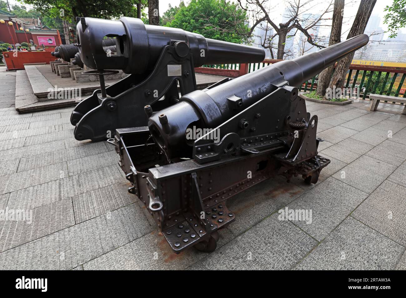 Guangzhou, China - April 5, 2019: Cannons used during the Opium War in ...