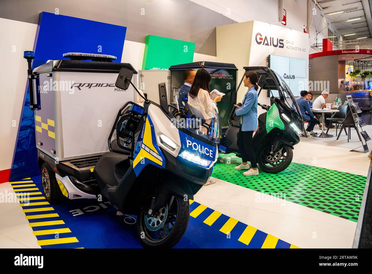 Gaius electric tricycle in police and delivery forms on display at IAA ...