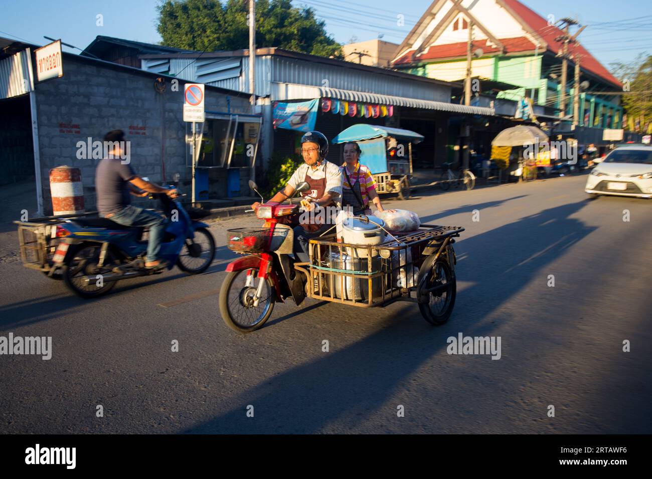 Bangkok, Thailand; 1st January 2023: Person with his mobile street food ...