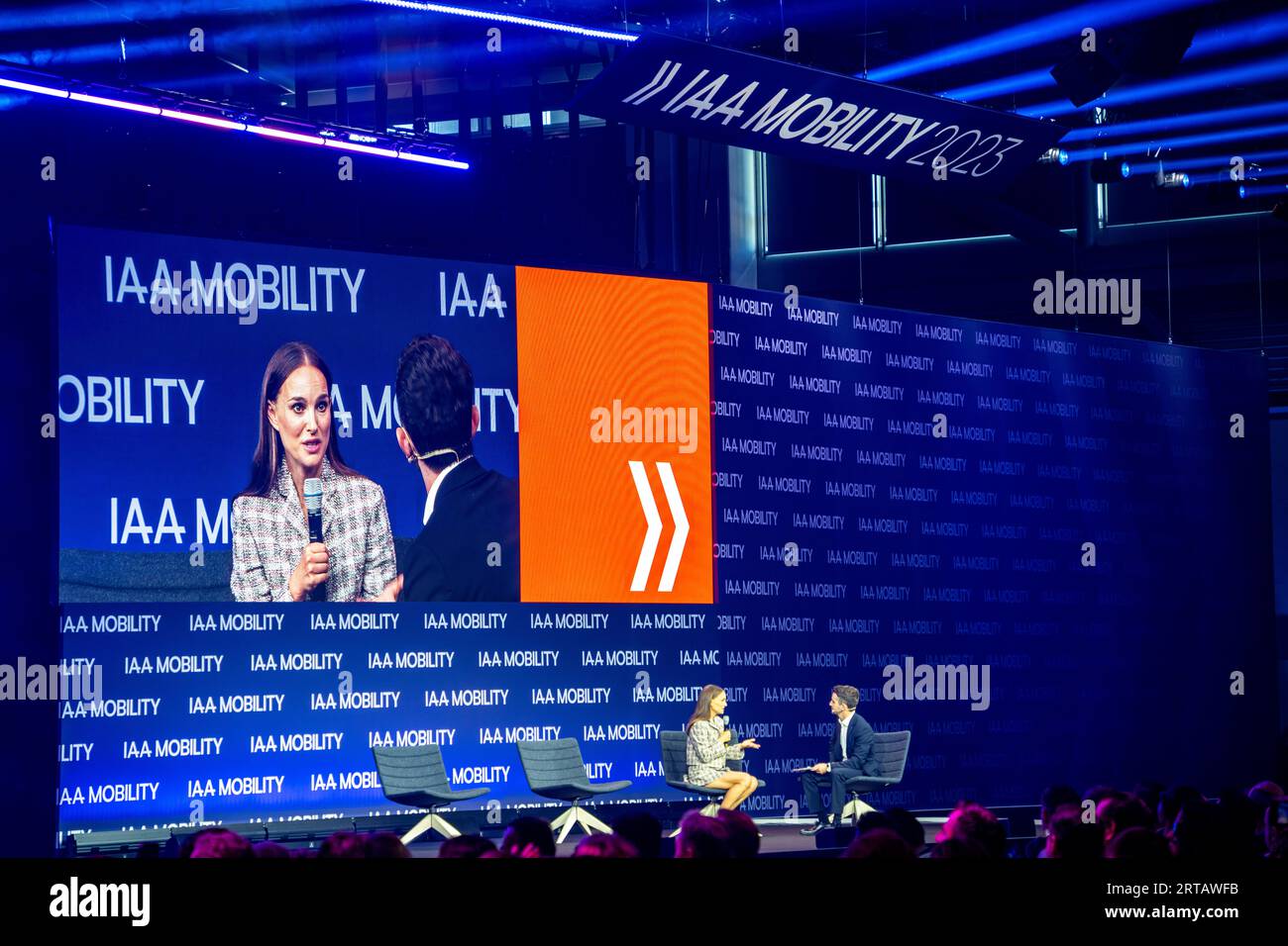 Natalie Portman speaking at the IAA Mobility 2023 Conference, Munich ...