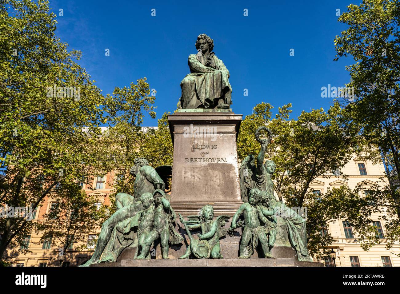 The Beethoven memorial at Beethovenplatz, Vienna, Austria, Europe Stock ...