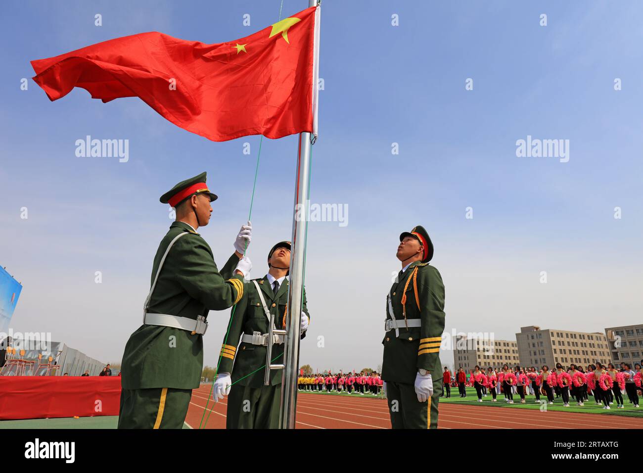 LUANNAN COUNTY, China - April 8, 2019: Armed police soldiers at the ...